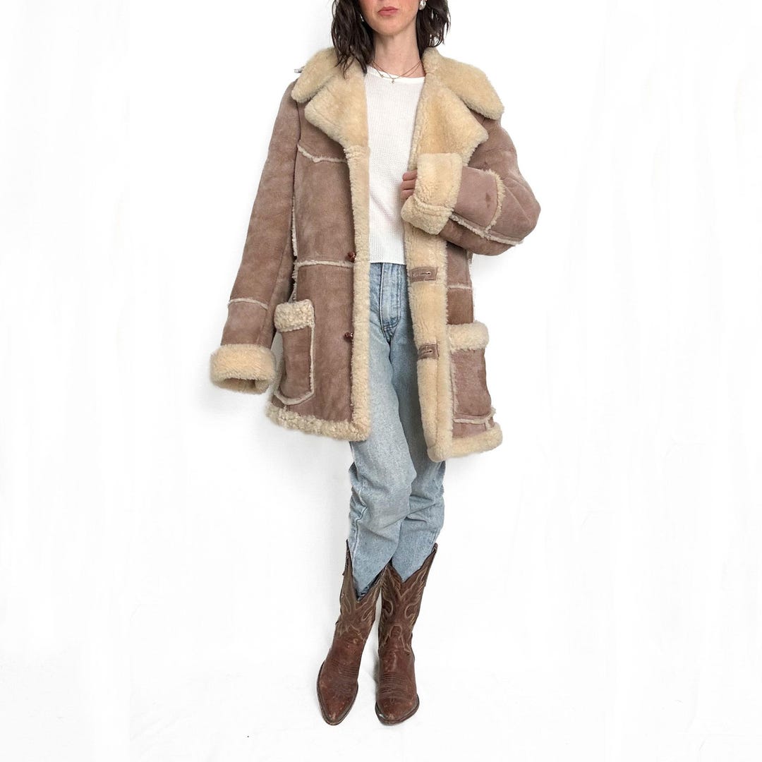 Vintage 70s Shearling Ranch Coat - Etsy