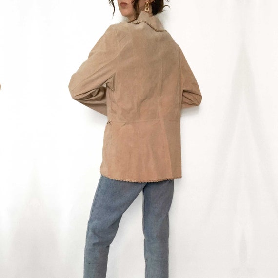 Western Prairie Crochet Suede Leather Jacket - Gem