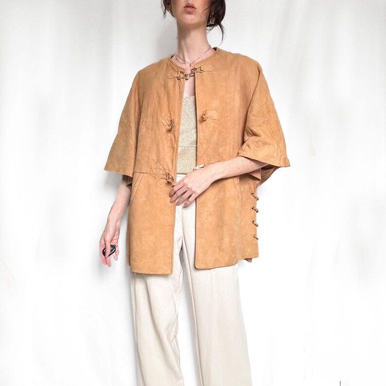 Vintage 70s Mod Tan Suede Cape Jacket - Etsy