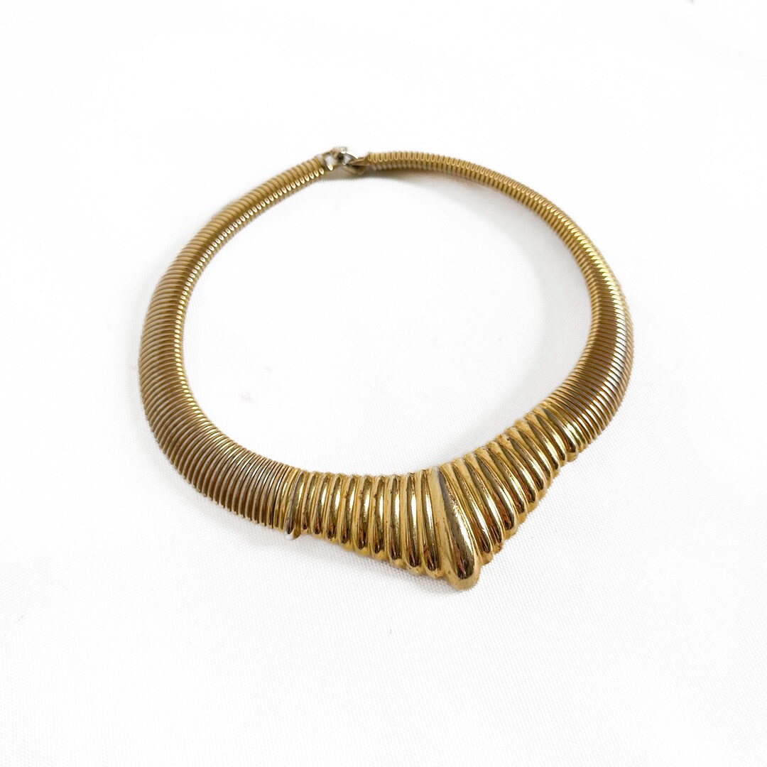 Vintage 70s Gold Choker Necklace - Etsy