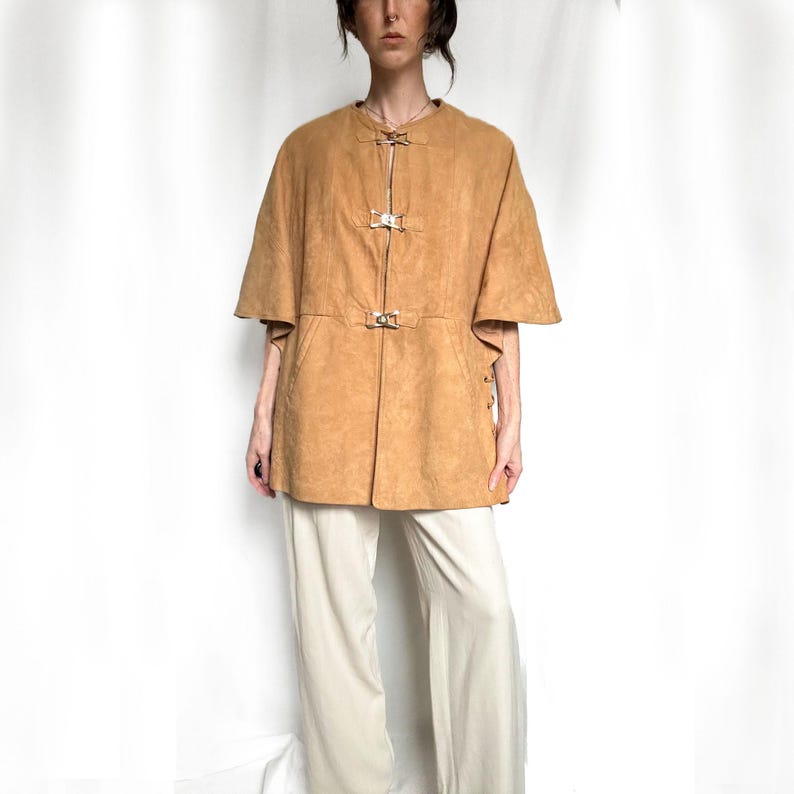 Vintage 70s Mod Tan Suede Cape Jacket - Etsy