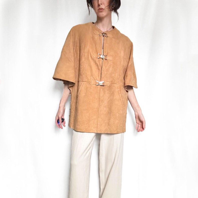 Vintage 70s Mod Tan Suede Cape Jacket - Etsy
