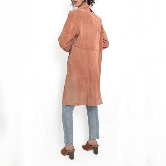 Y2K Sunset Orange Suede Leather Duster Jacket - Gem