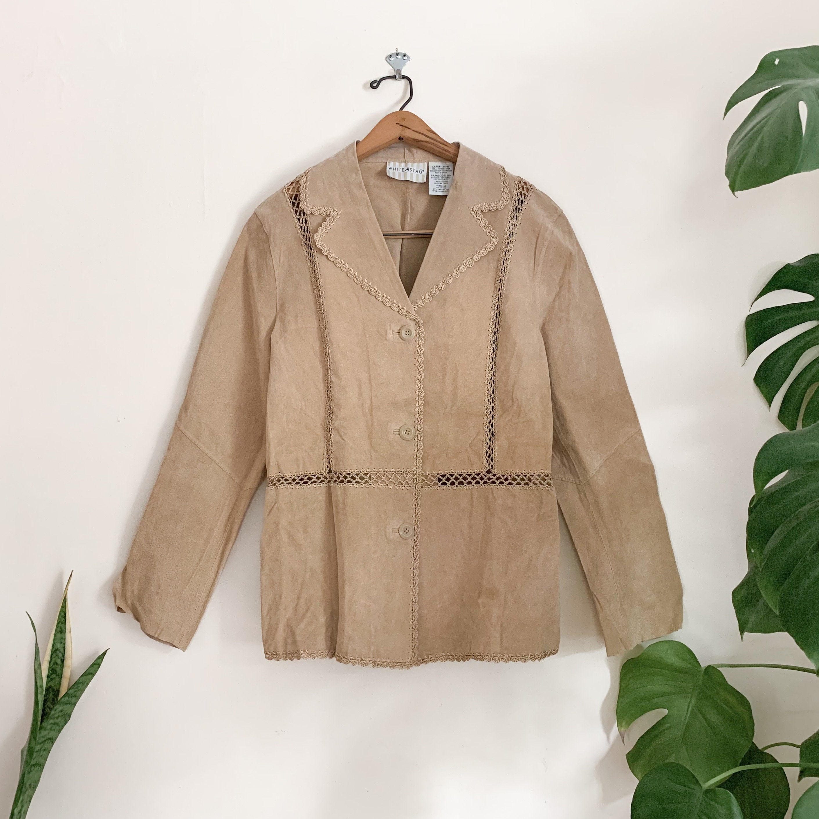 Western Prairie Crochet Suede Leather Jacket - Etsy