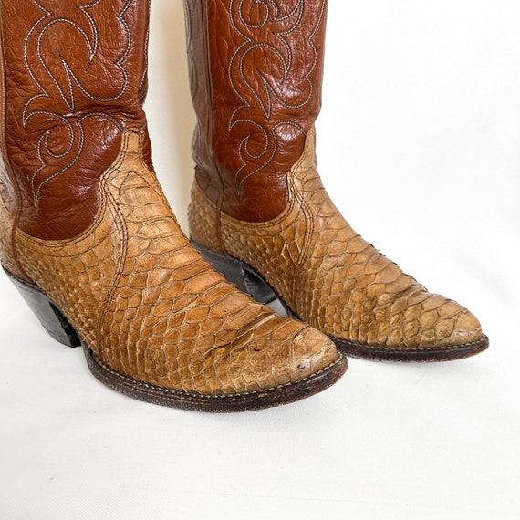 Vintage Python Leather Cowboy Boots - Gem