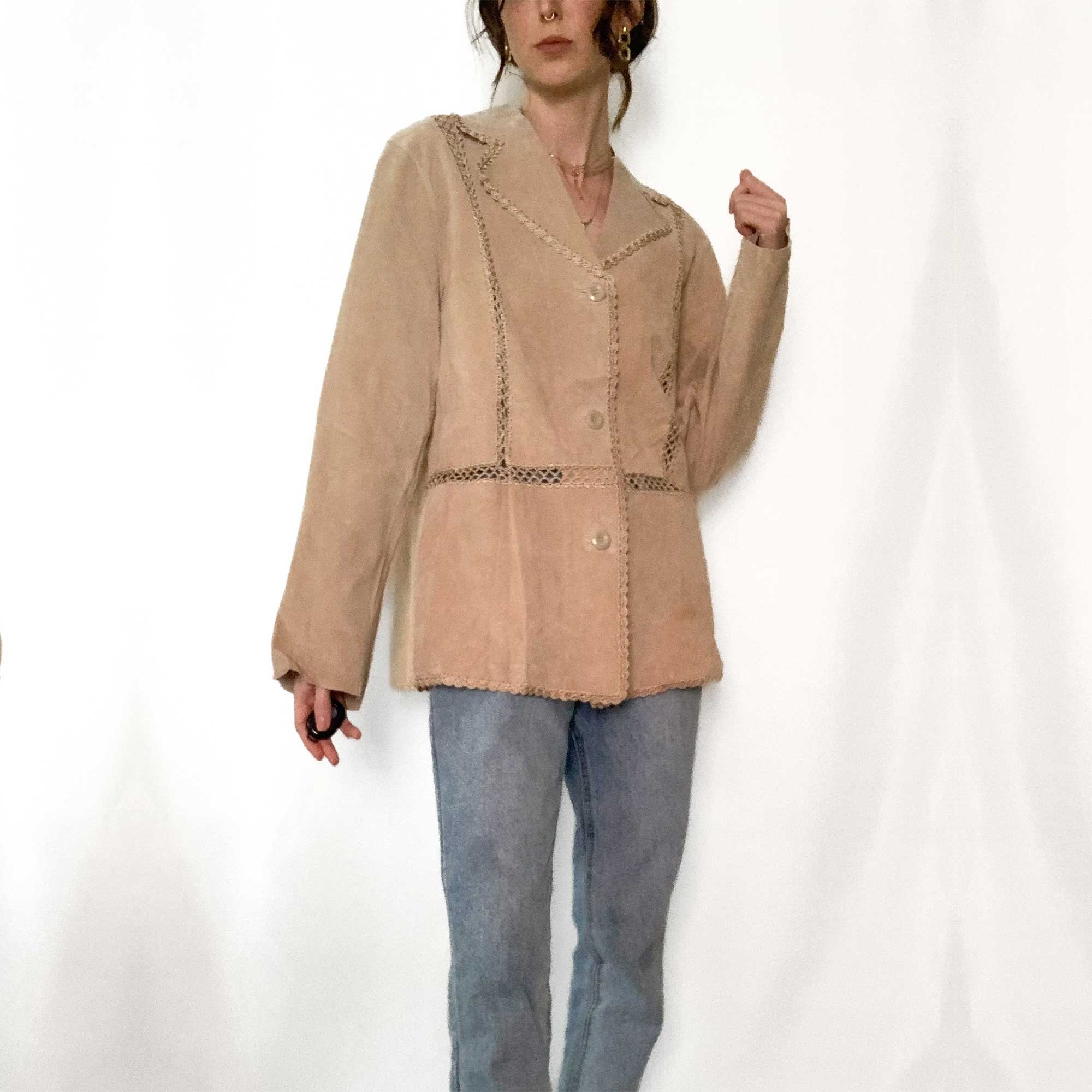 Western Prairie Crochet Suede Leather Jacket - Etsy