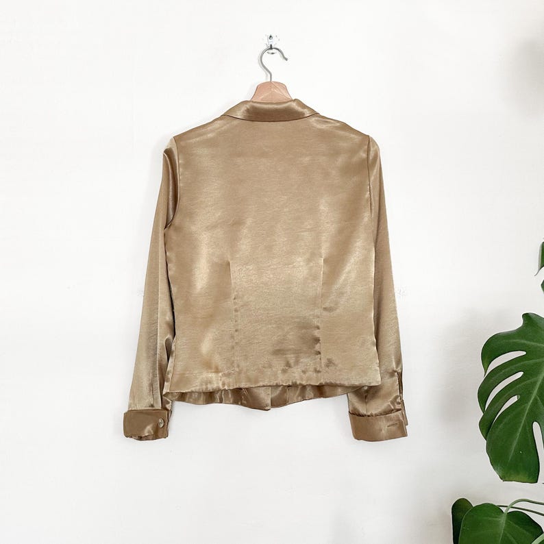 Vintage Liquid Gold Satin Button Down - Etsy