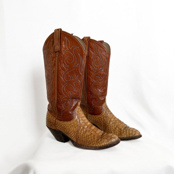 Vintage Python Leather Cowboy Boots - Gem