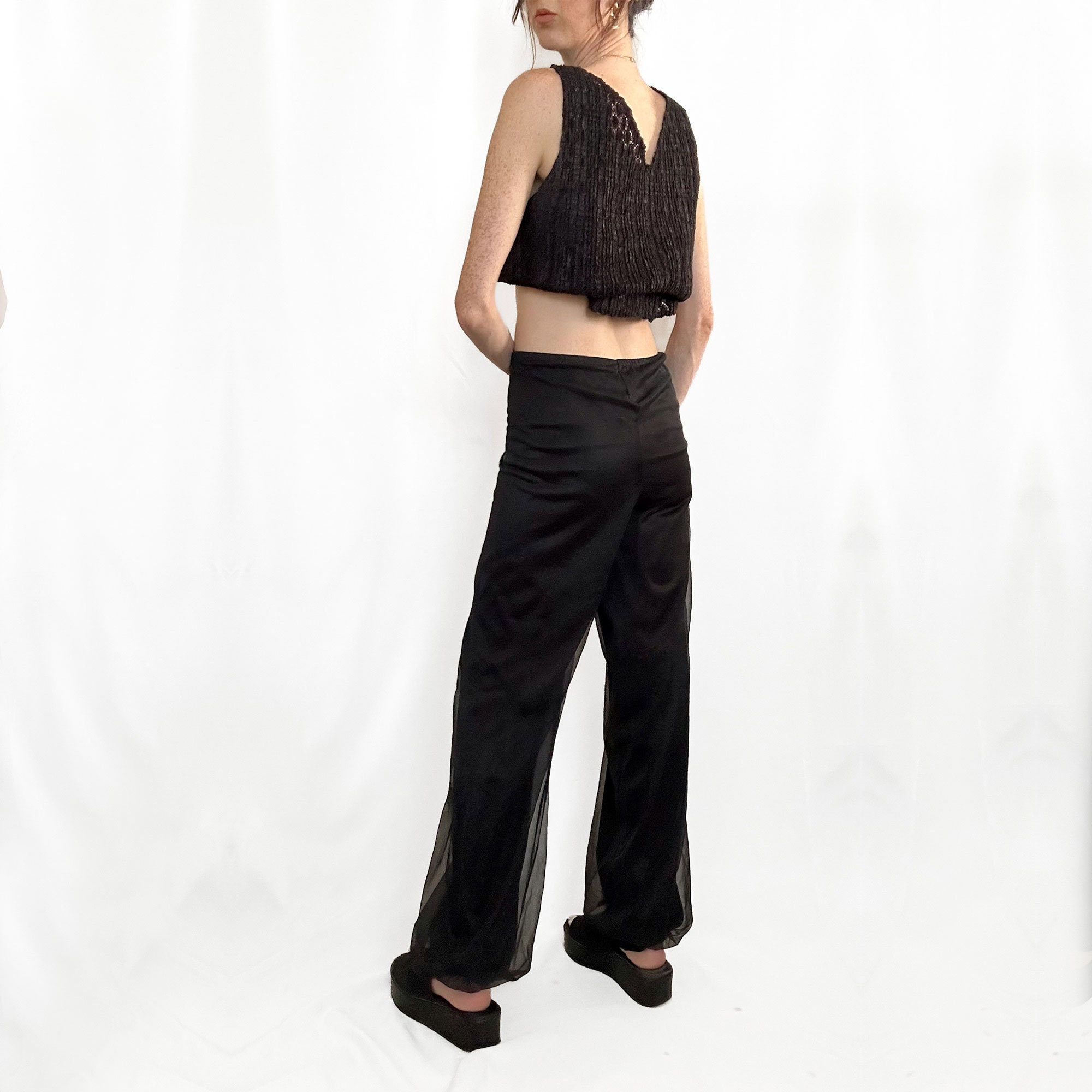 Vintage Black Semi Sheer Harem Pants - Etsy