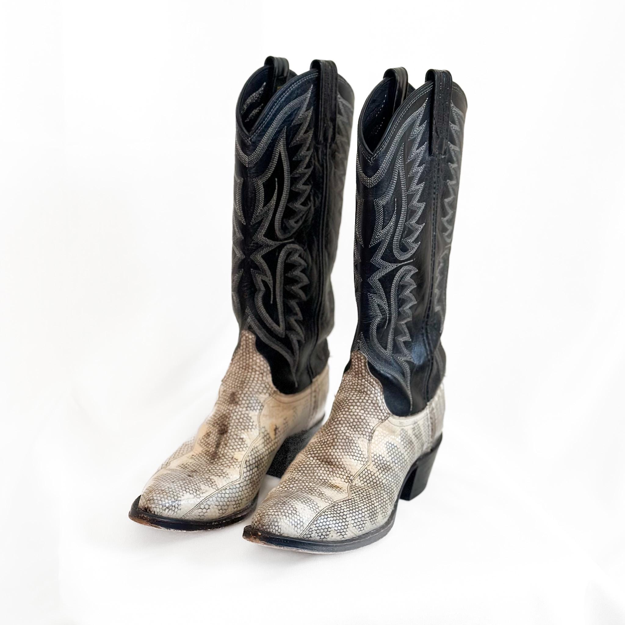 Vintage Python Leather Cowboy Boots - Etsy