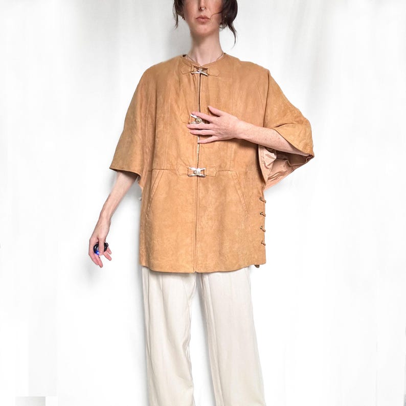 Vintage 70s Mod Tan Suede Cape Jacket - Etsy