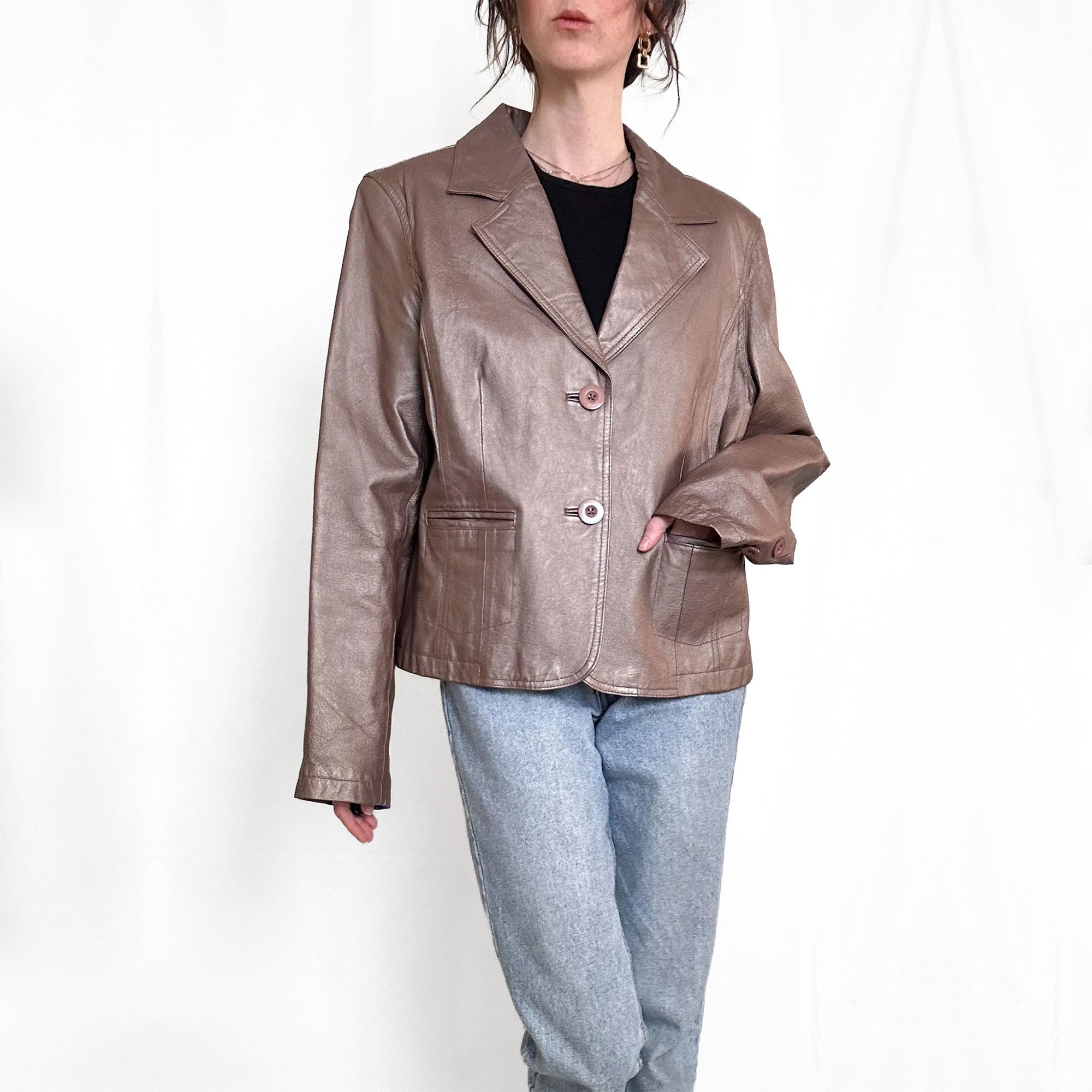 Vintage Bronze Metallic Leather Jacket - Etsy