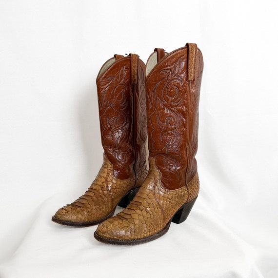 Vintage Python Leather Cowboy Boots - Gem
