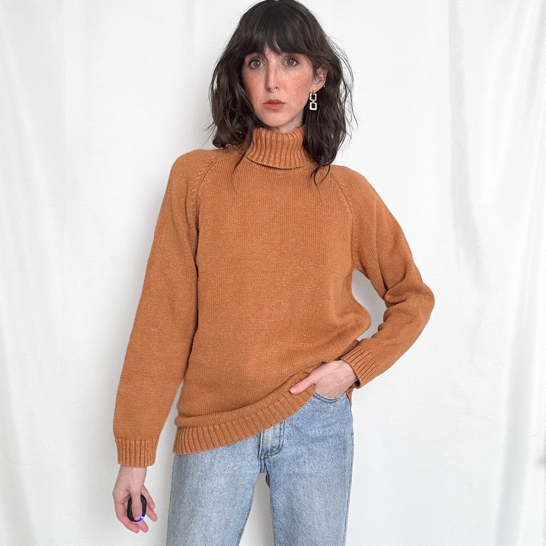 Vintage Ochre Gold Chunky Turtleneck Sweater - Etsy