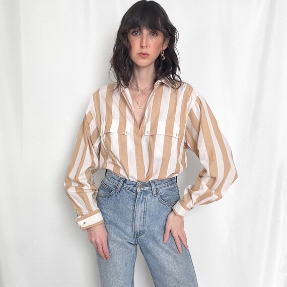 Vintage Preppy Pinstripe Button Down - Gem