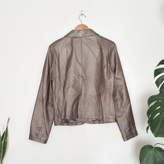 Vintage Bronze Metallic Leather Jacket - Gem