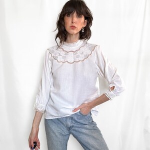Vintage White Edwardian Eyelet Collar Top - Etsy