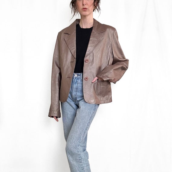 Vintage Bronze Metallic Leather Jacket - Gem