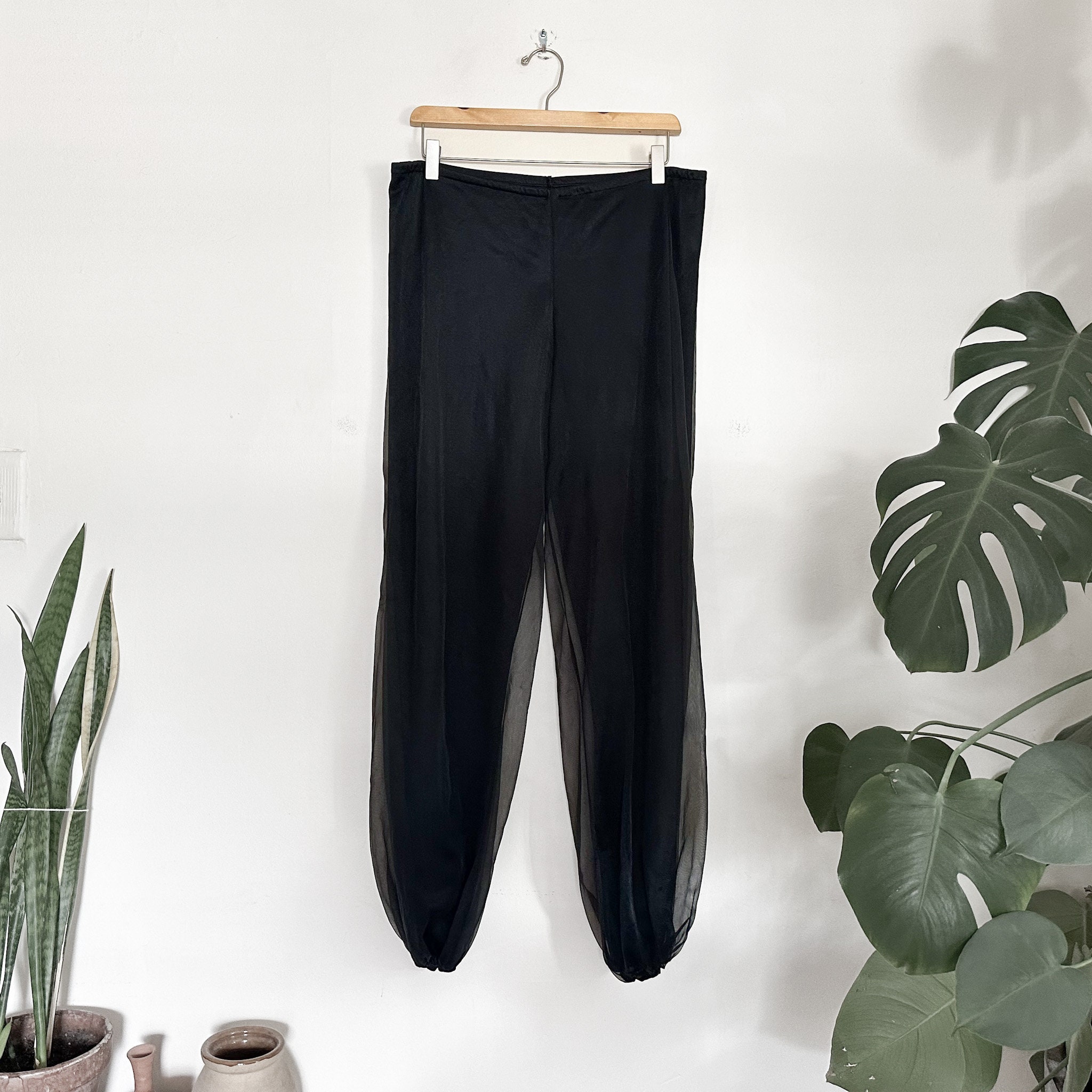Vintage Black Semi Sheer Harem Pants - Etsy