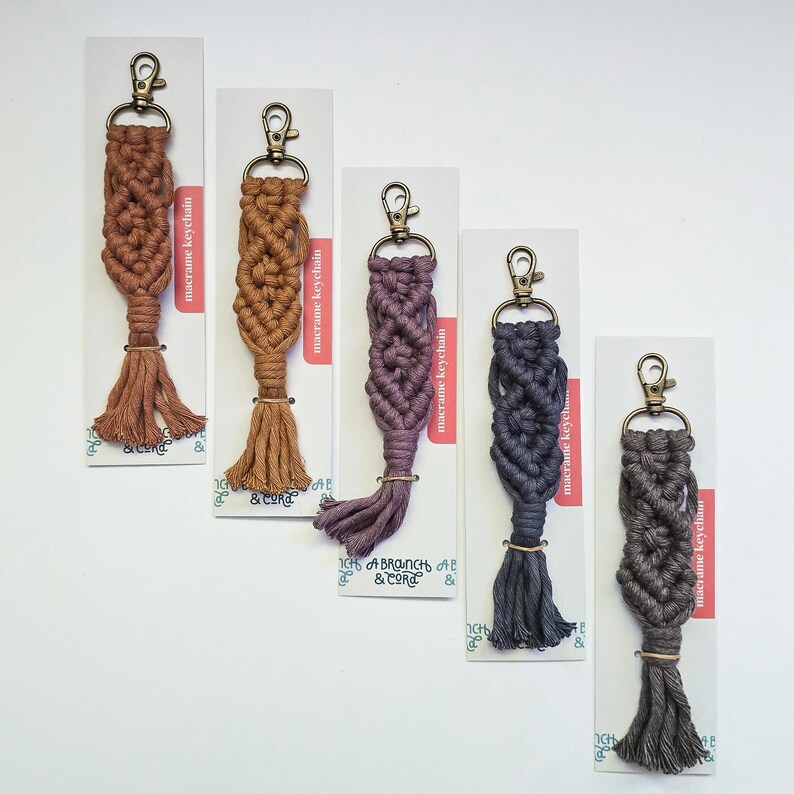 Macrame Knotted Keychain - Neutral Colors - Etsy