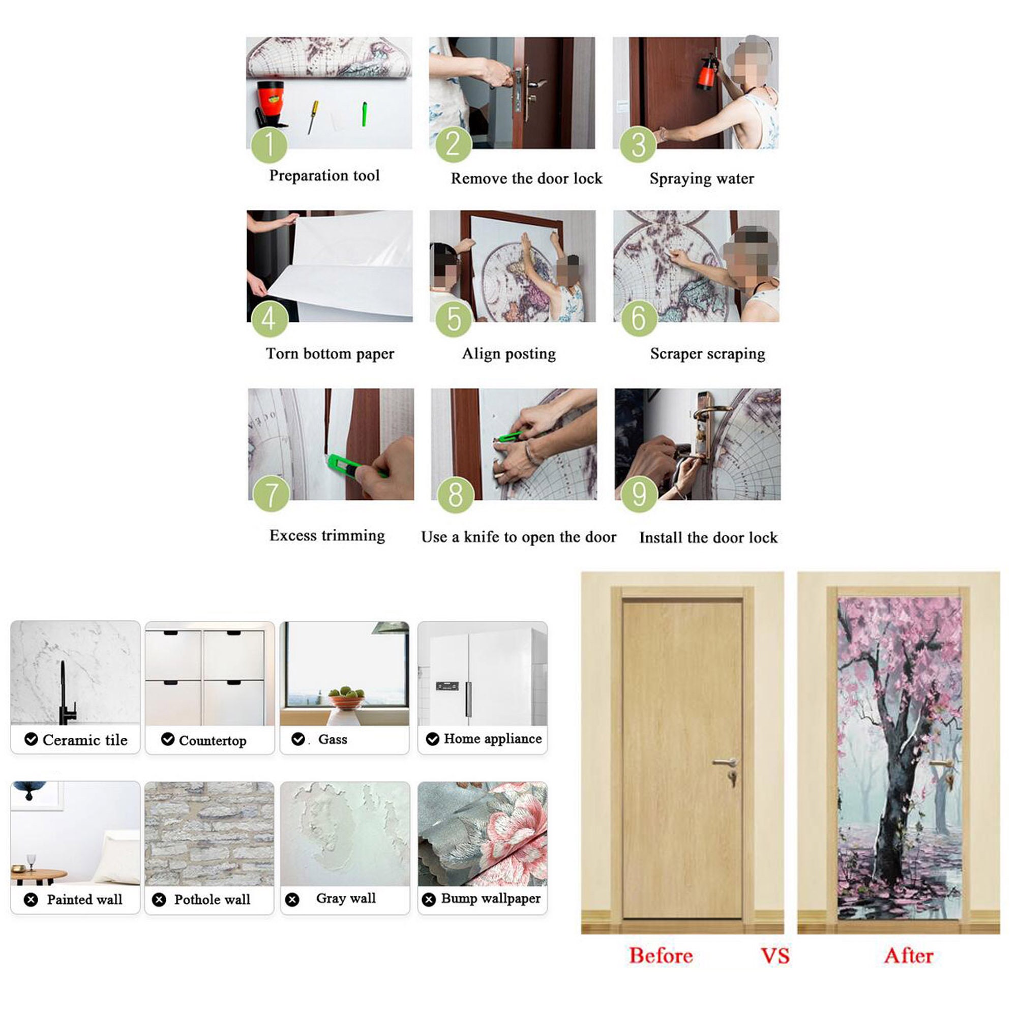 Door Wrap Vinyl Door Mural Sticker Self Adhesive Vinyl Door Decal Door ...