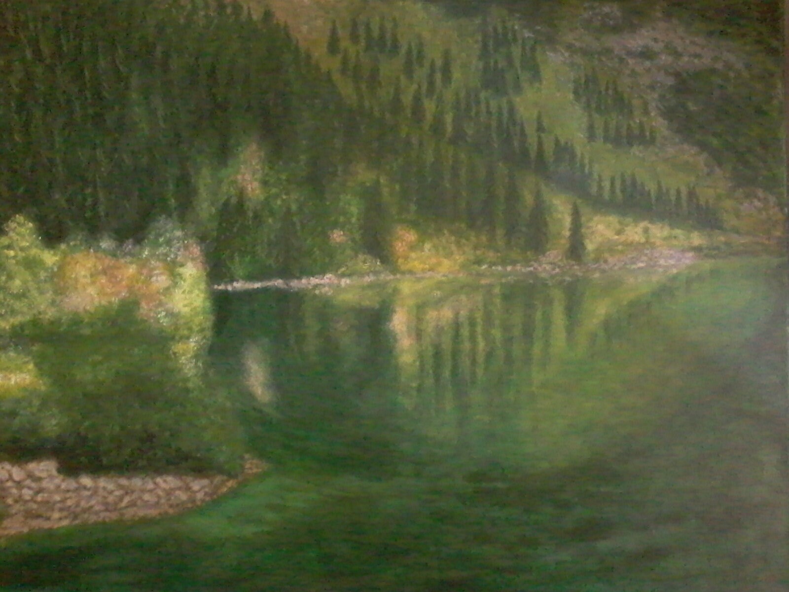 Forest Reflection in the Mountain Lake, Acrylic Painting - Etsy