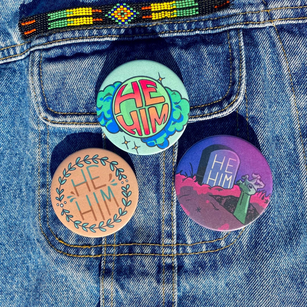 He/him Pronoun Buttons - Etsy