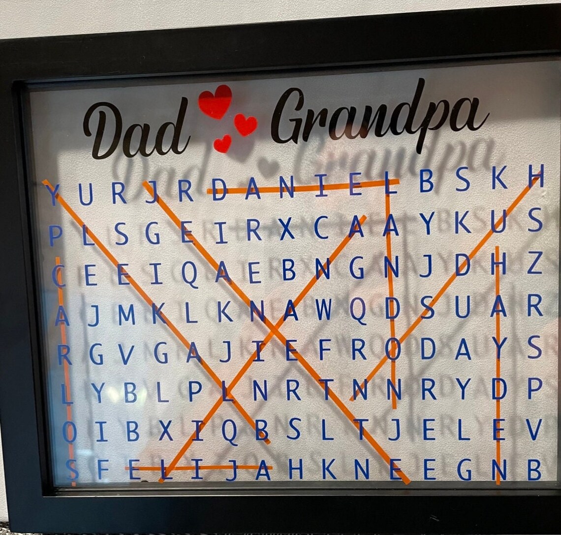 Picture Frame Word Search, Names, Floating Frame, Word Search, Parents ...