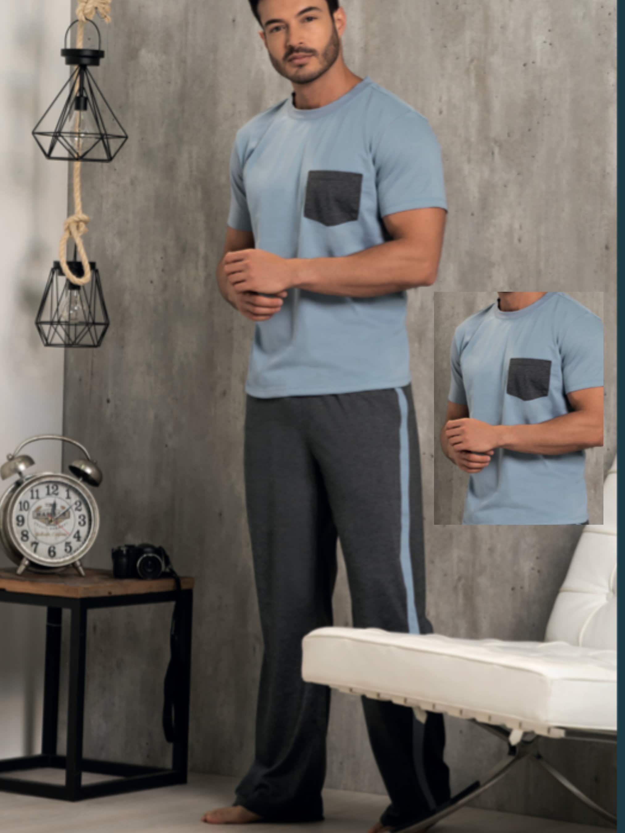 Men's Pajama Set - Mens Loungewear Pants Set, Mens Cotton Pajamas - PJ ...
