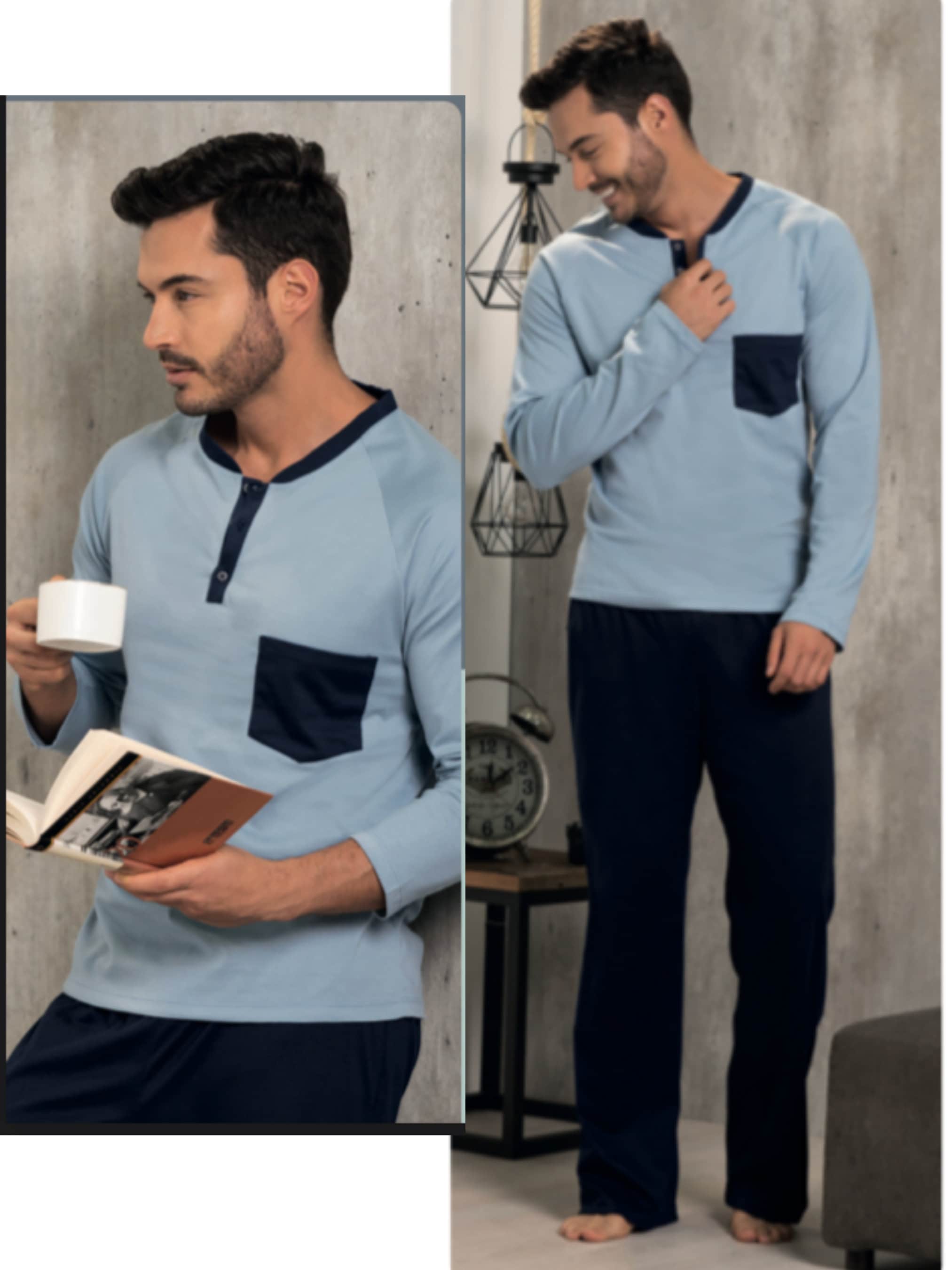 Men's Pajama Set - Mens Loungewear Pants Set, Mens Cotton Pajamas - PJ ...