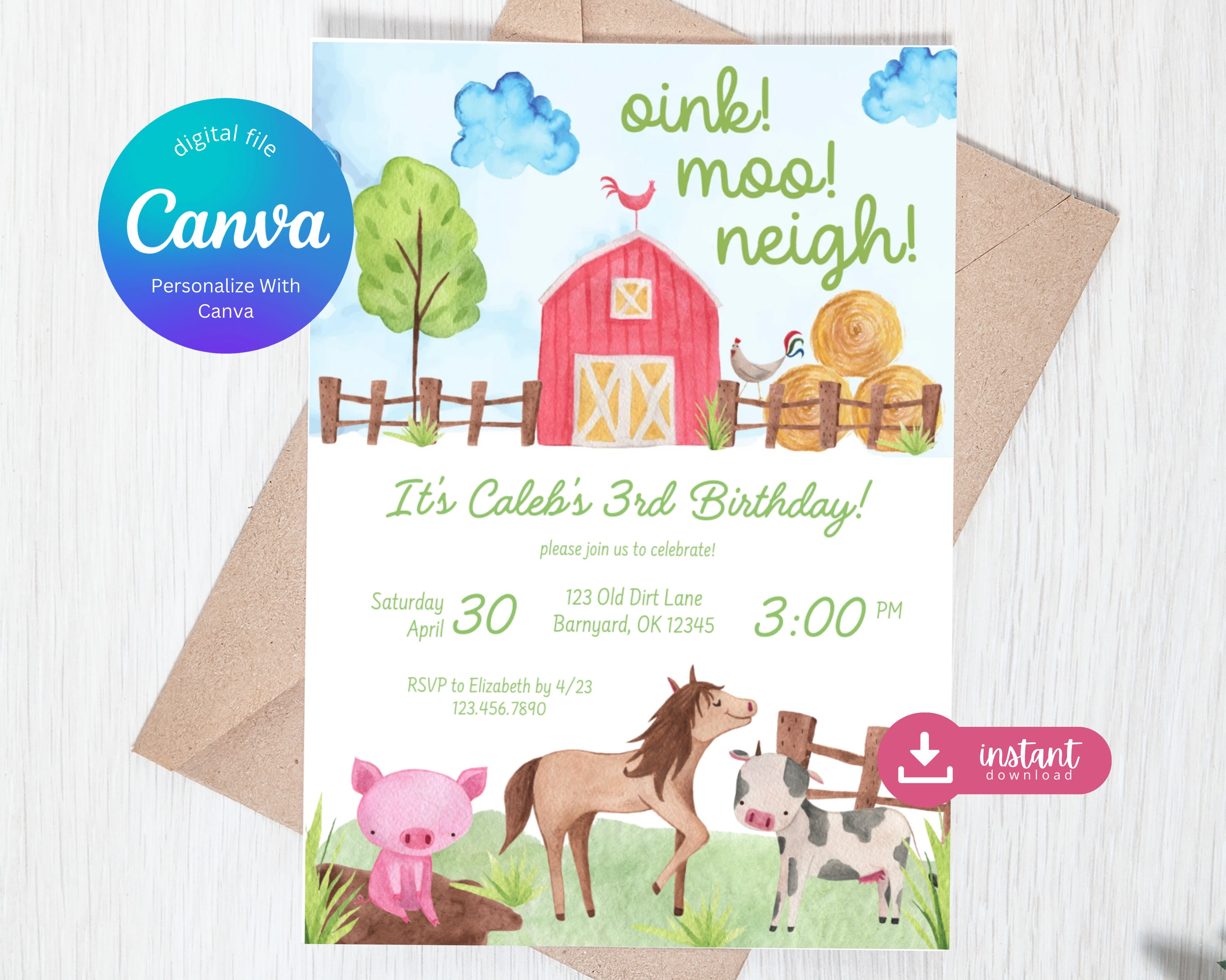Farm Animal Party Bundle, Farm Animal Birthday, Farm Animal Shower ...