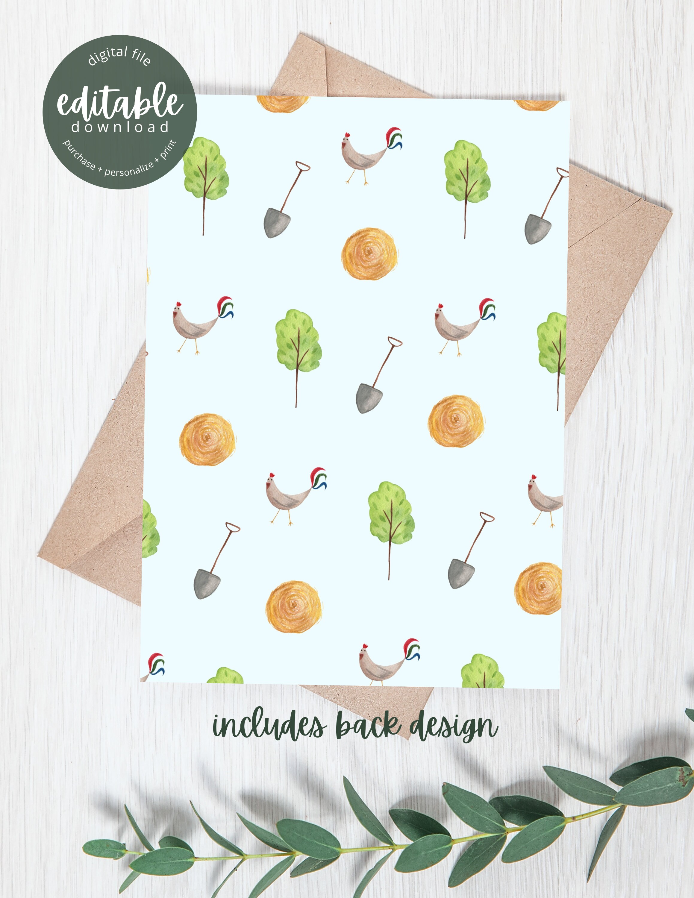 Invitación de cumpleaños de animales de granja, 5x7, animal de fiesta ...