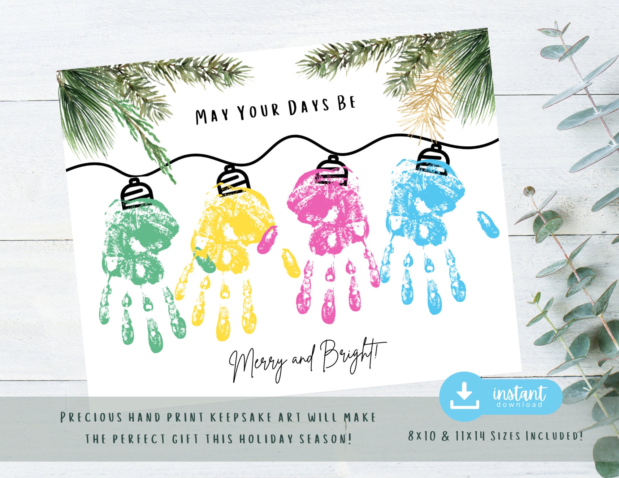 Christmas Lights Handprint Art Craft, Christmas Handprint Craft, DIY ...