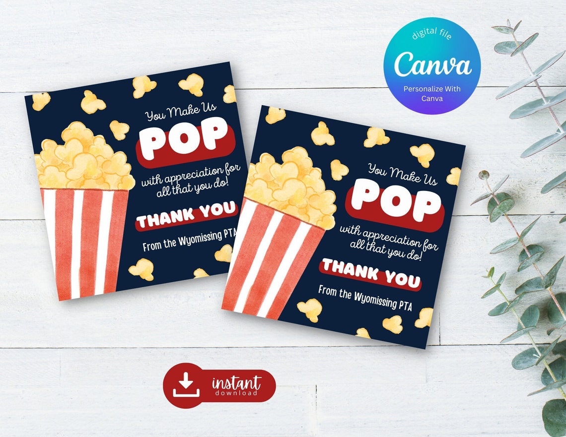 You Make Us Pop Appreciation/thank You Tag for Employee, Nurse, Teacher ...