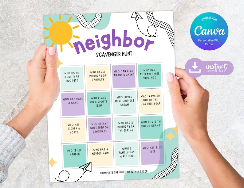 Neighbor Scavenger Hunt, Ice Breaker, Get to Know the Neighbors, Pedal ...