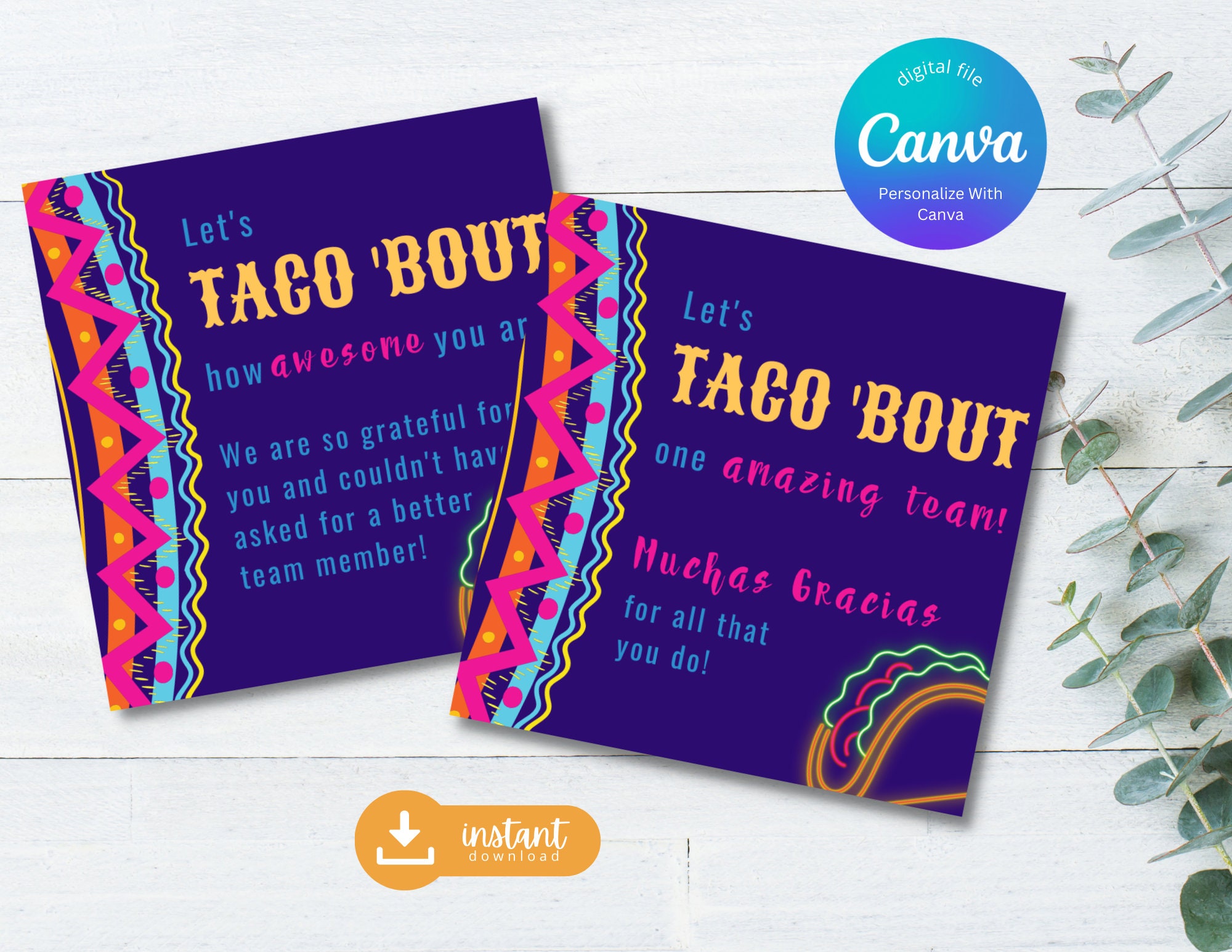 Let's Taco Bout Appreciation Thank You Tag, Taco Theme Thank You, Pedal ...