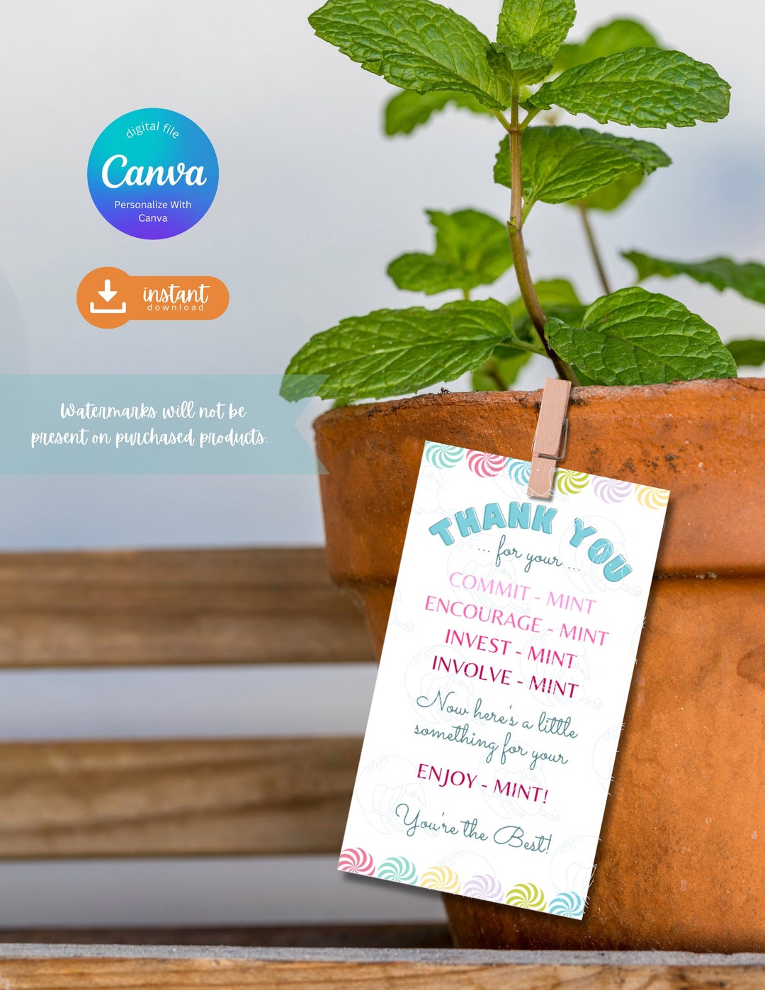 Thank You Mint Tags, Volunteer Mint Labels, Thank You Gift, School PTO ...