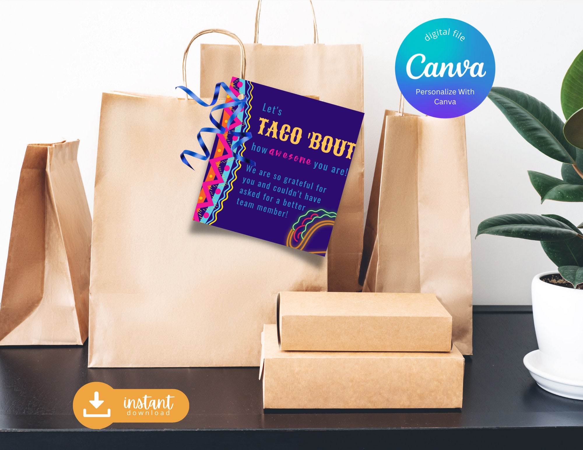 Let's Taco Bout Appreciation Thank You Tag, Taco Theme Thank You, Pedal ...