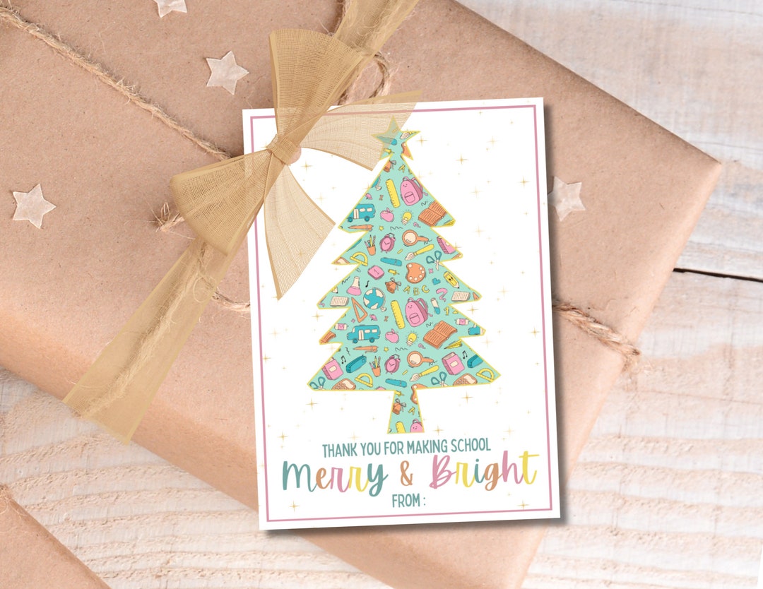Merry and Bright Christmas Gift Tag, Editable Christmas Tag, Pedal and ...