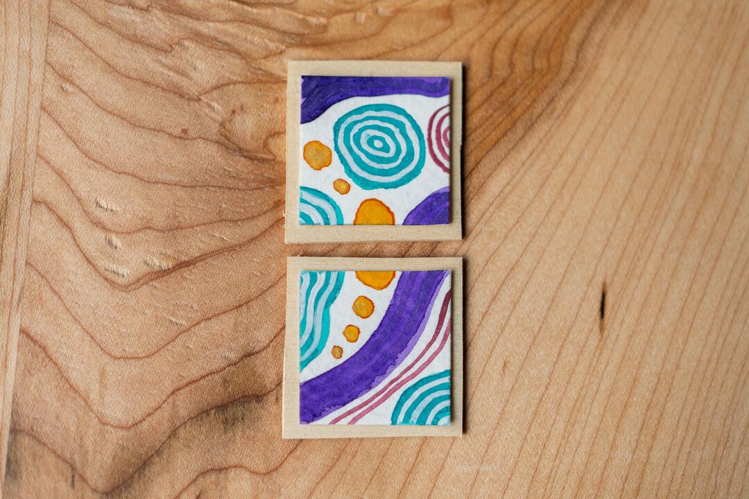 Abstract Miniature Paintings - Watercolor Set of 2 - Dollhouse Decor ...