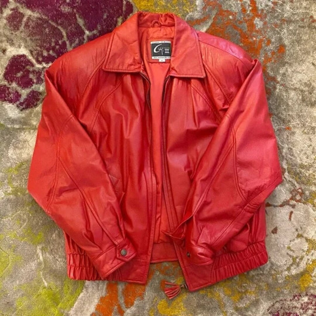 Global Identity 1980s G3 Red Leather Jacket, M - Etsy