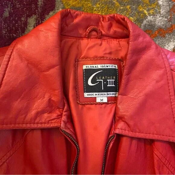 Global Identity 1980s G3 Red Leather Jacket, M - Etsy