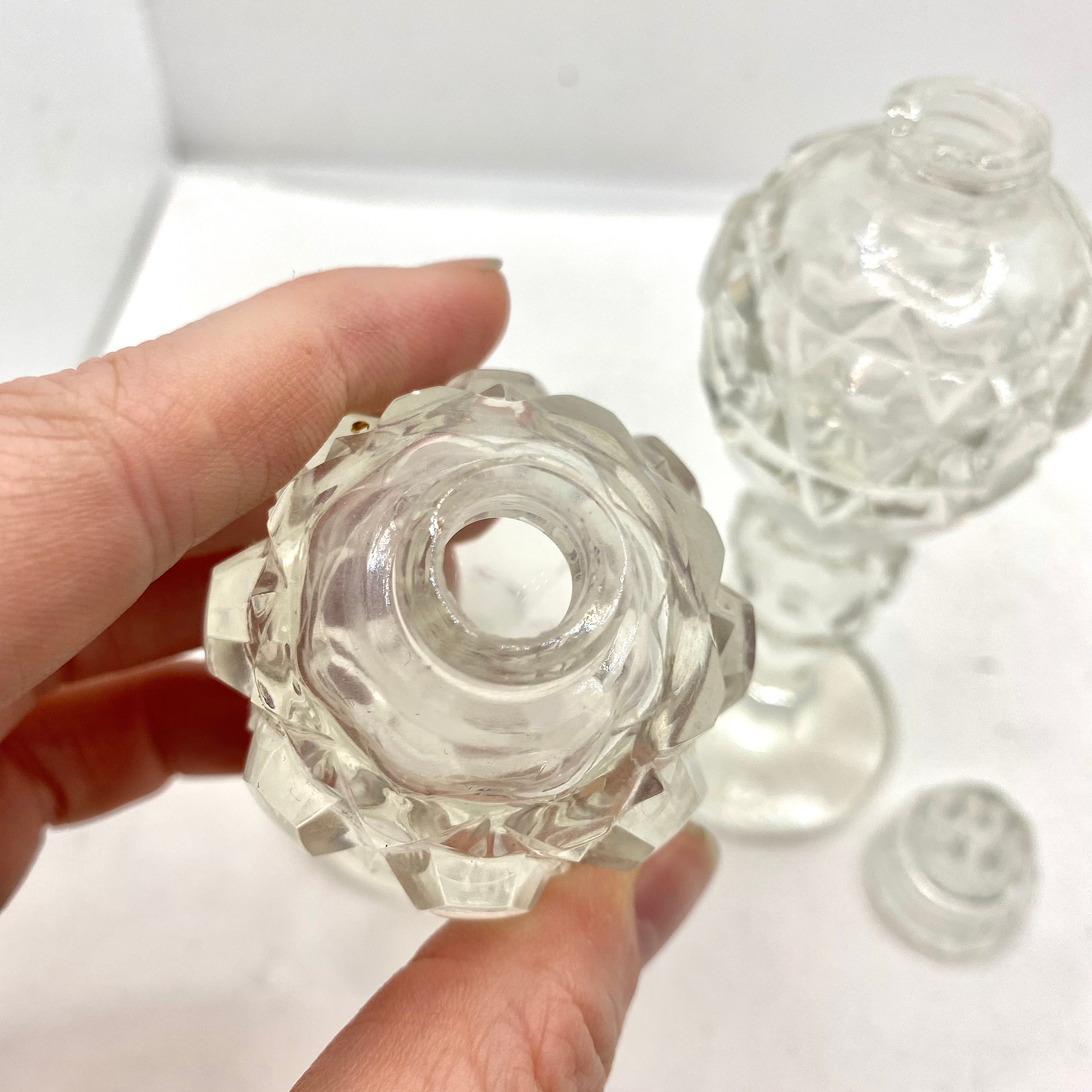 Vintage Czech Cut Glass Salt and Pepper Shakers - Etsy