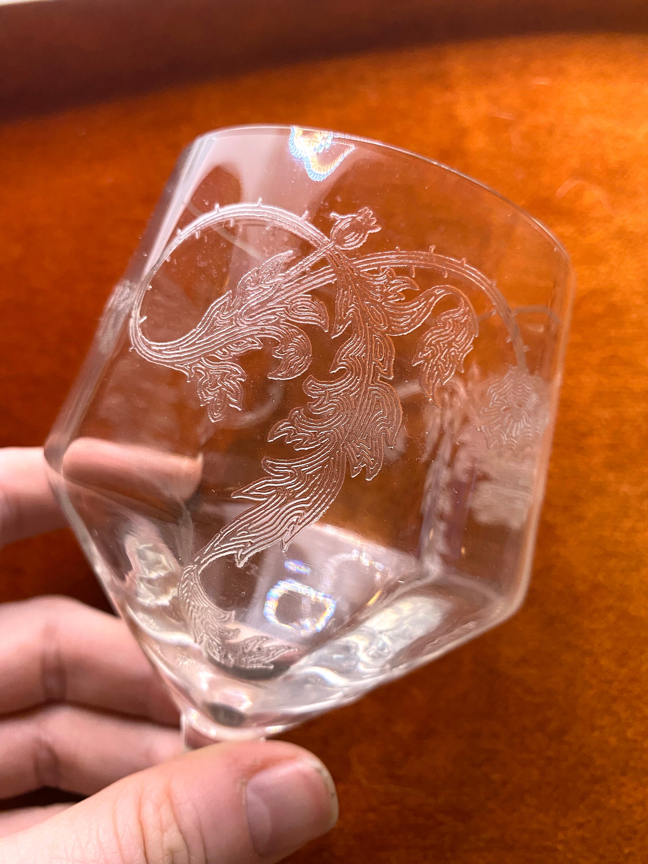 Set of 2 Tiffin Princess Needle Etch Thistle & Poppy Water Goblets 1913 ...