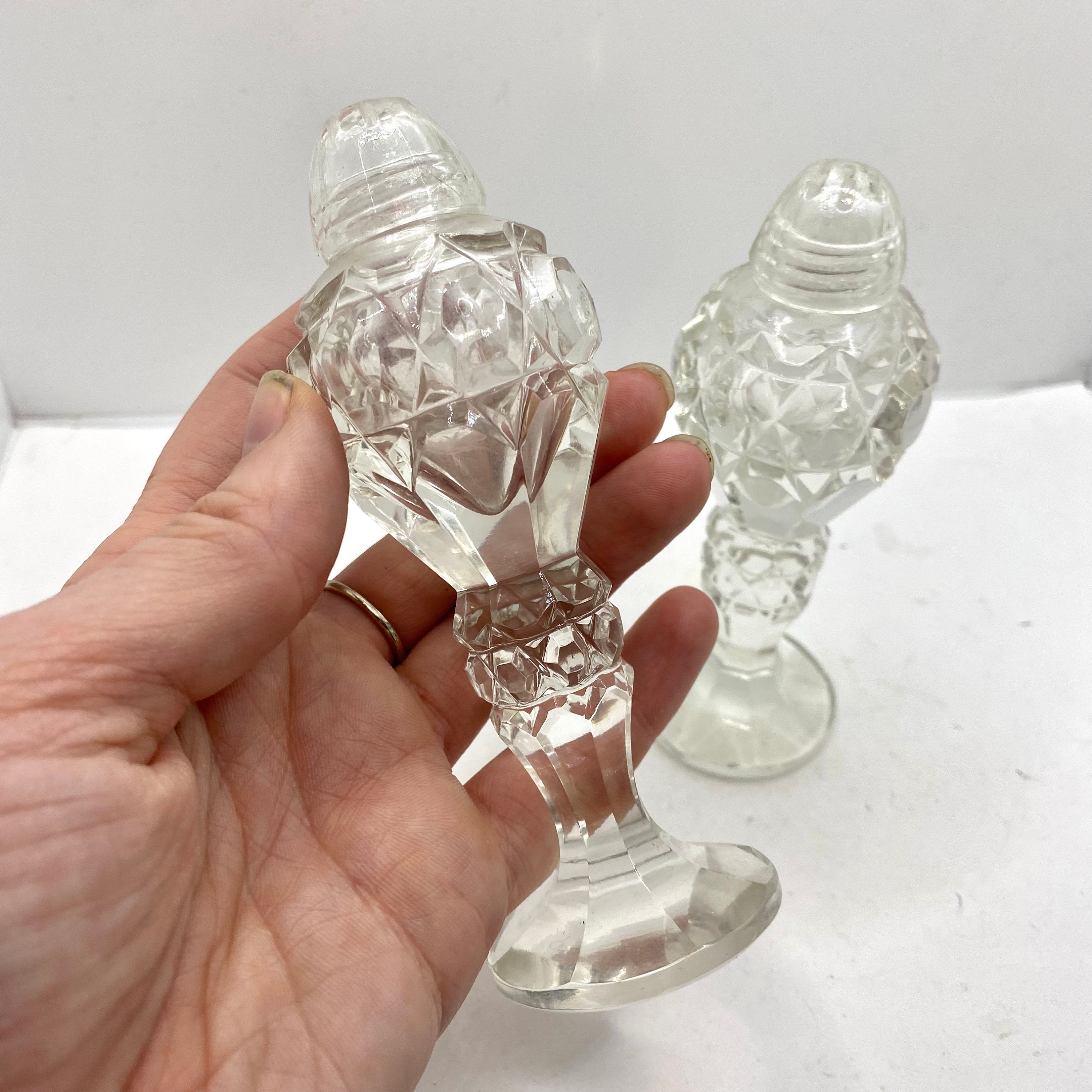 Vintage Czech Cut Glass Salt and Pepper Shakers - Etsy
