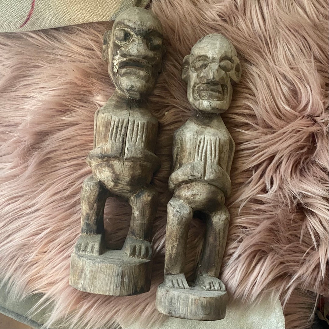 Vintage/antique Carved Wooden Guardian Statues - Etsy