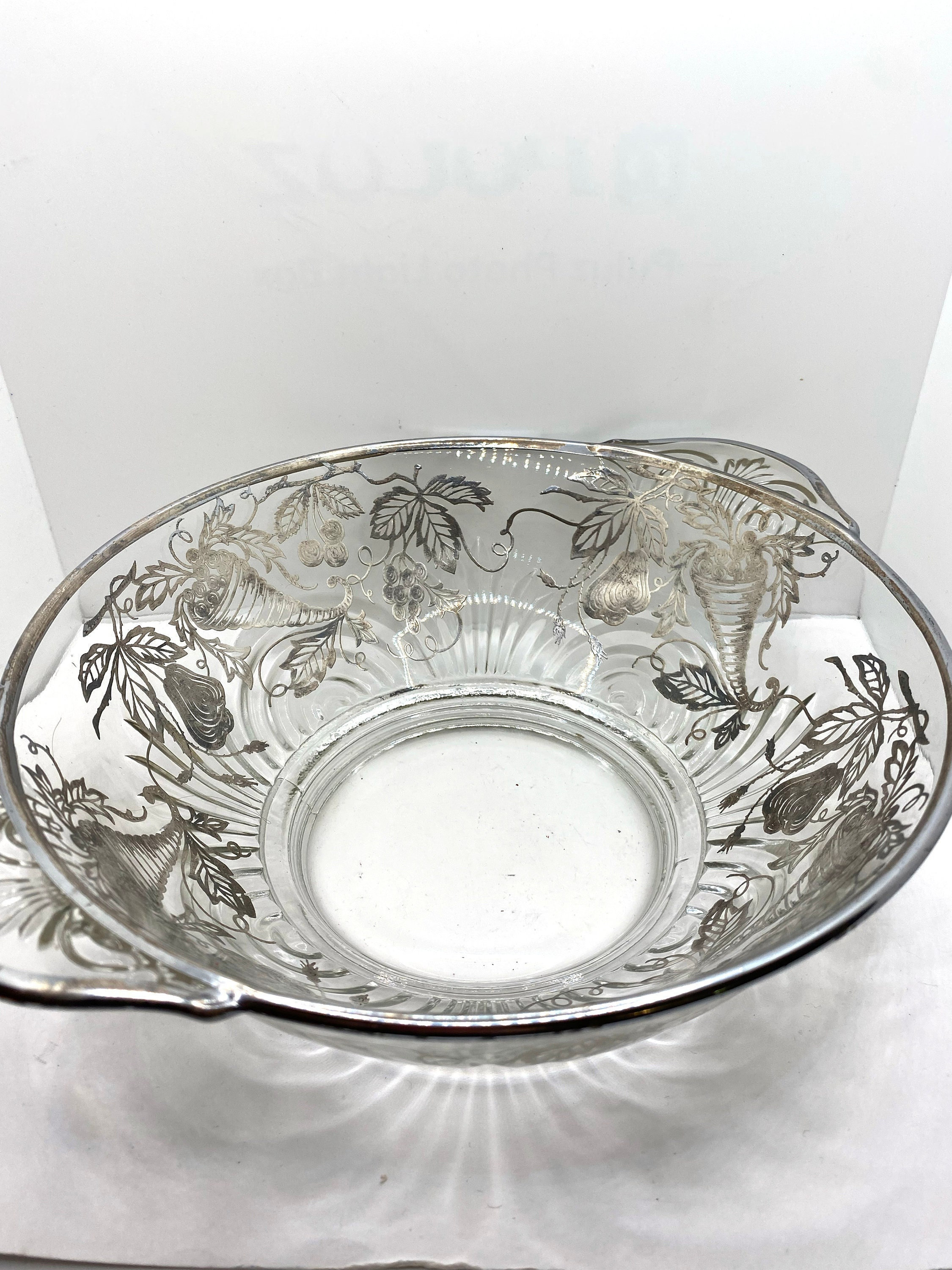 Silver City Glass Bowl, Serving Bowl With Harvest Cornucopia Design in ...