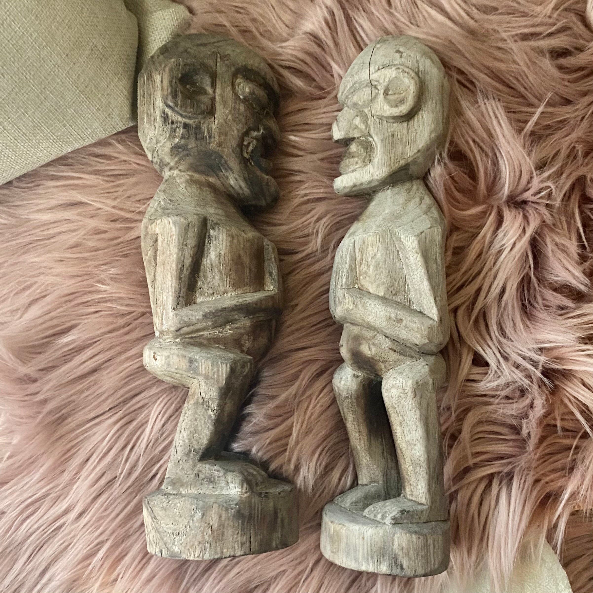 Vintage/antique Carved Wooden Guardian Statues - Etsy