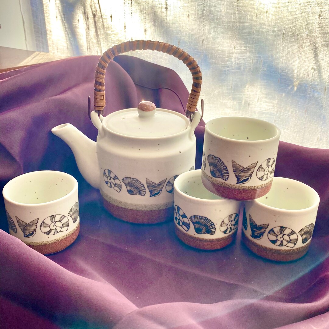 Vintage Otagiri Japan Seashell Nautical Stoneware Tea Set - Etsy