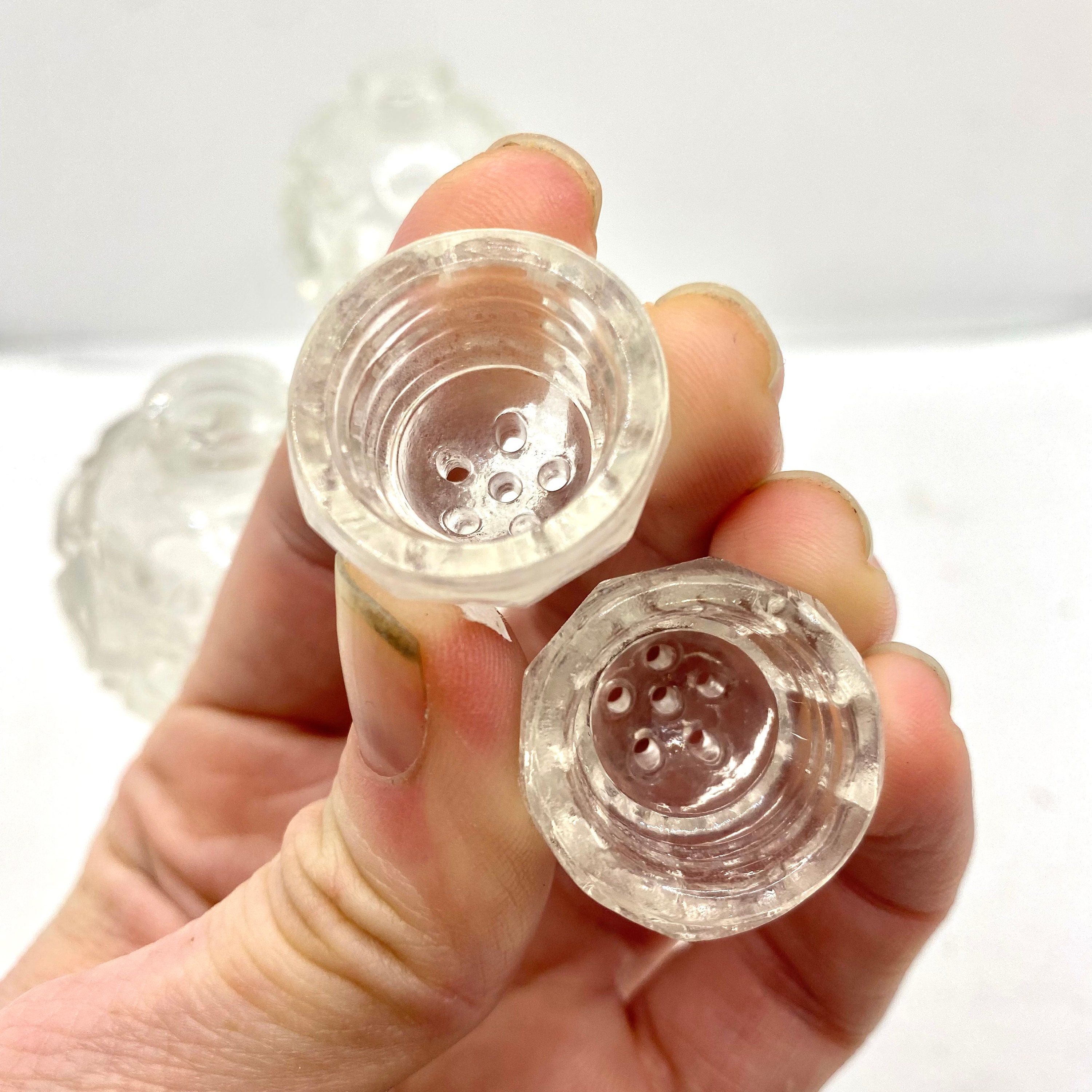 Vintage Czech Cut Glass Salt and Pepper Shakers - Etsy